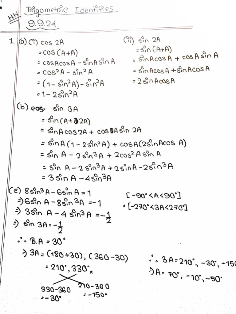 Trigonometric Identities and Equations | PDF