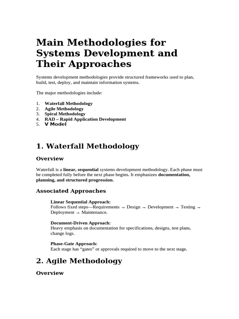 Key Systems Development Methodologies | PDF | Software Development ...