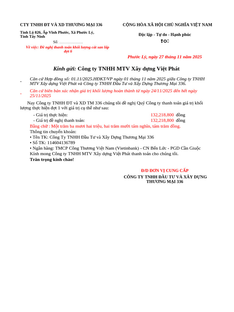 Ho So Thanh Toan Dot 6 336 | PDF