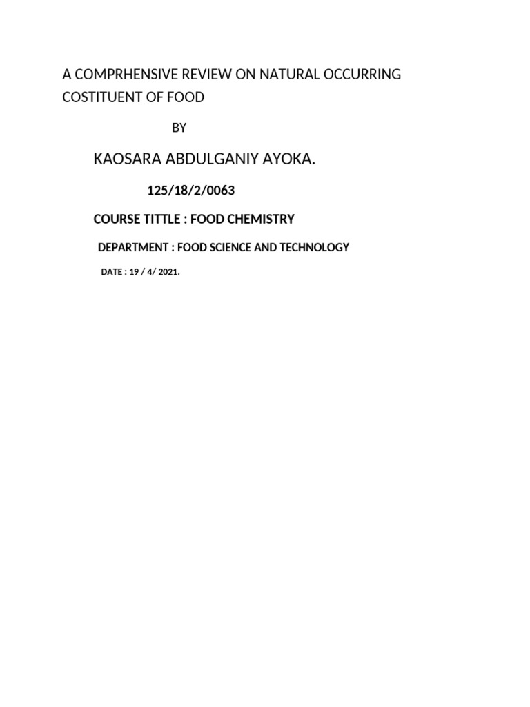 Natural Food Constituents Overview | PDF | Mycotoxin | Flavonoid