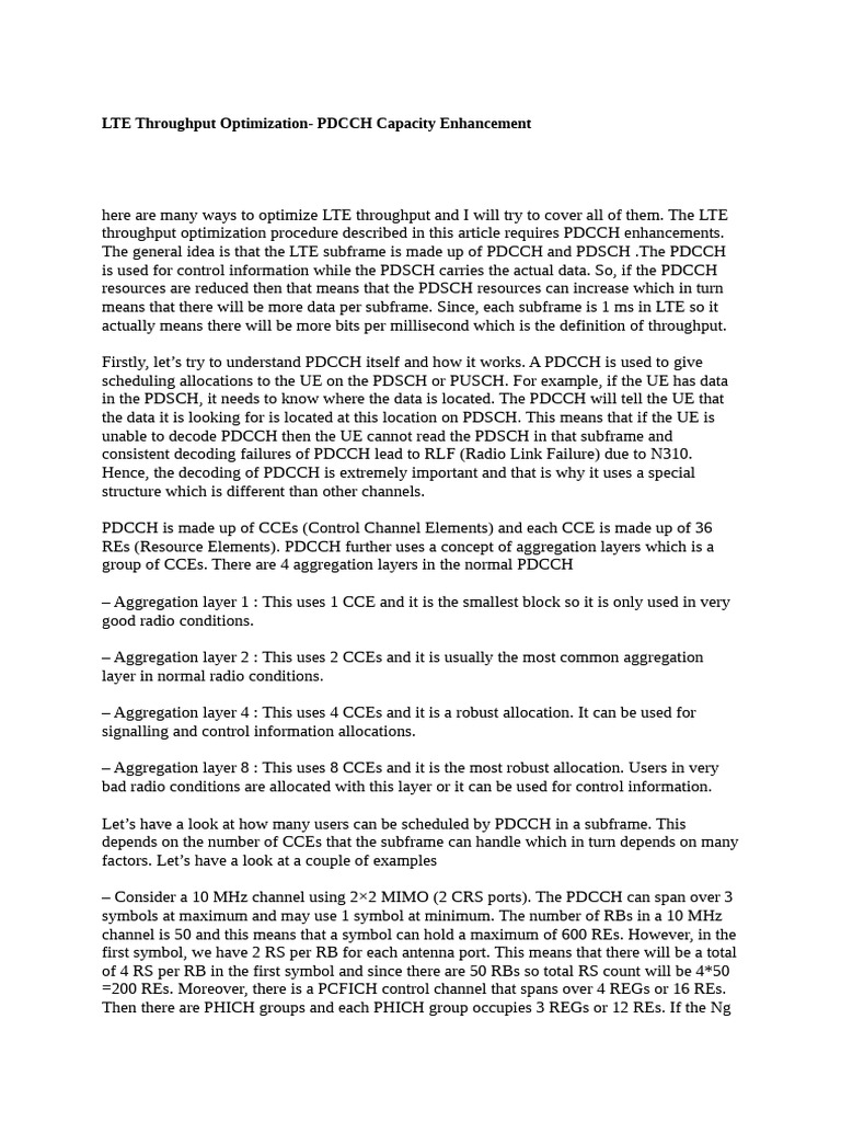 Lte Throughput Optimization Pdf Telecommunications