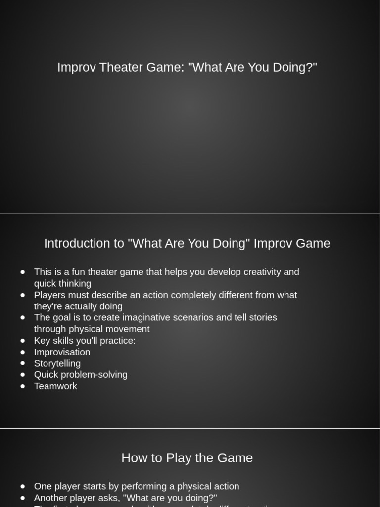 "What Are You Doing?" Improv Game Guide | PDF