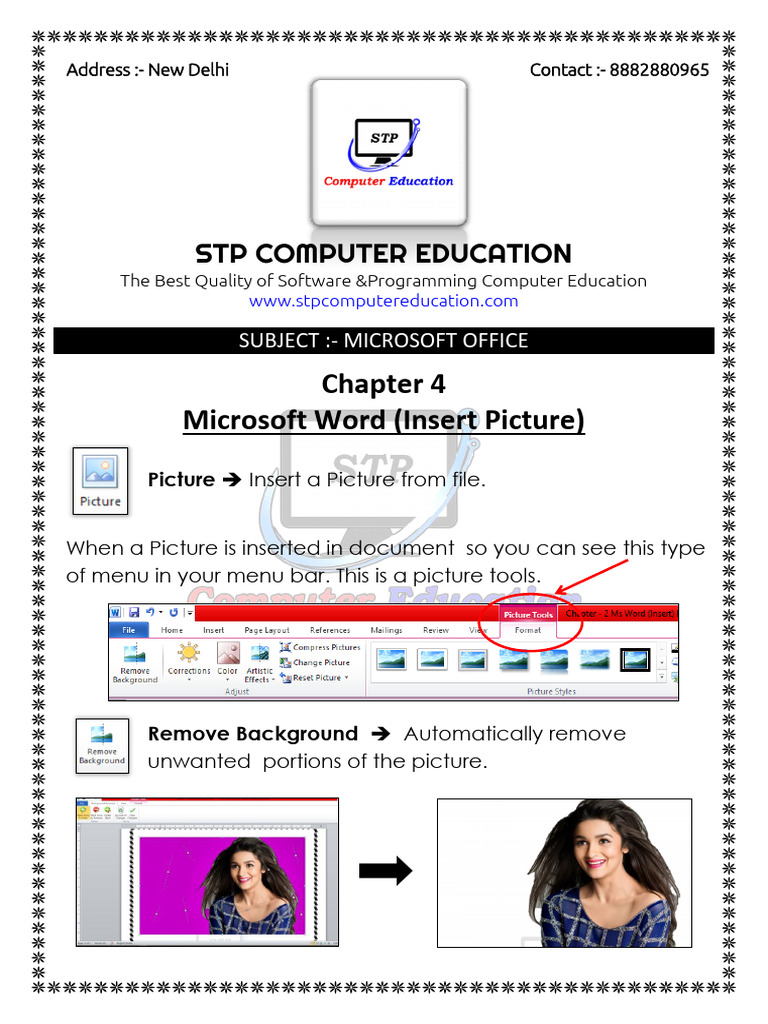 Microsoft Word: Inserting Pictures Guide | PDF | Microsoft Word | Computing