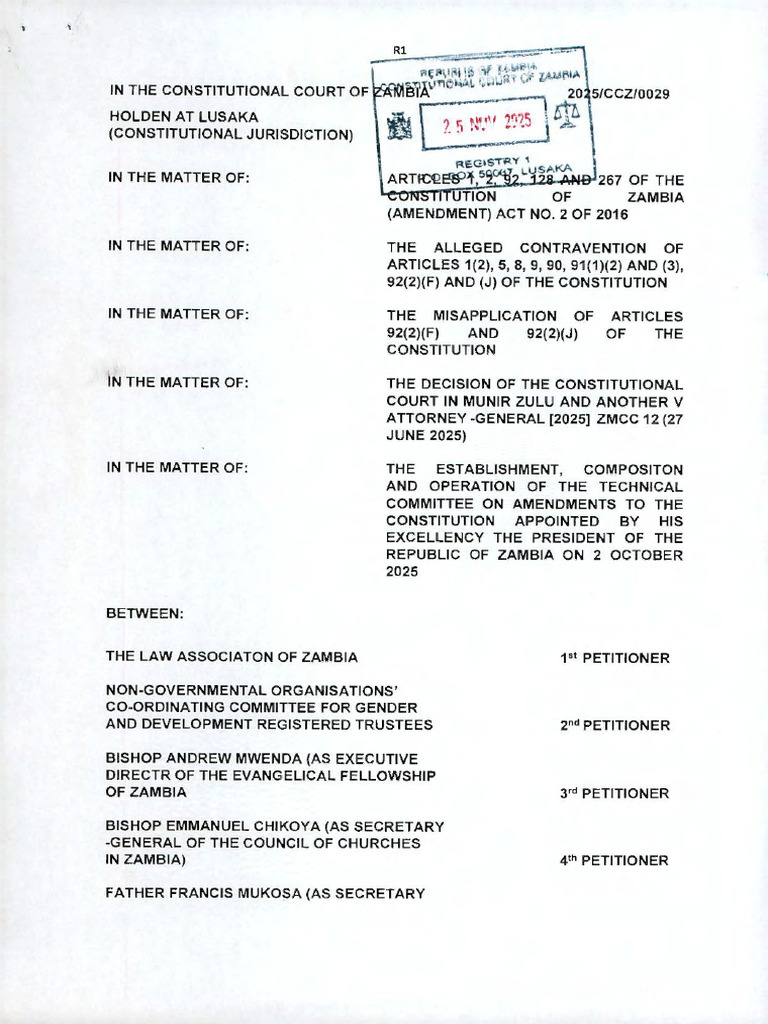 Zambian Constitutional Court Ruling 2025 | PDF | Judgment (Law ...