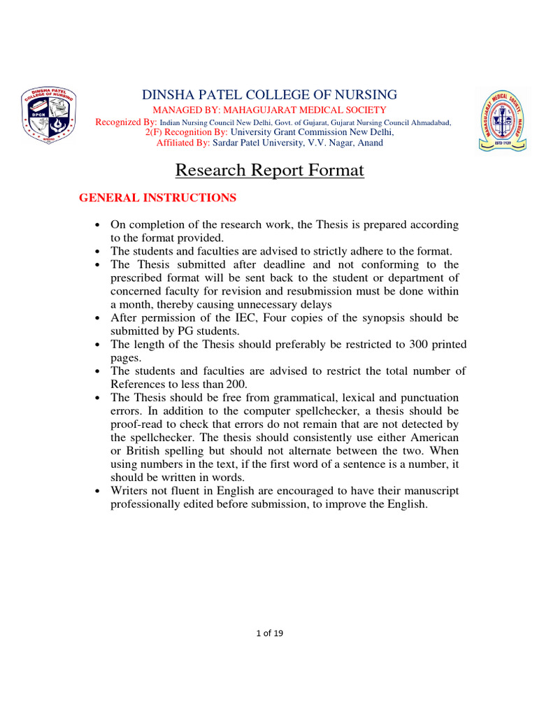 Thesis Format Guidelines for Nursing Students | PDF | Abstract (Summary ...