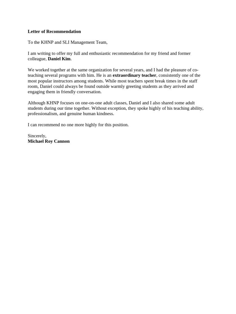 MC DK Letter of Recommendation (1) | PDF