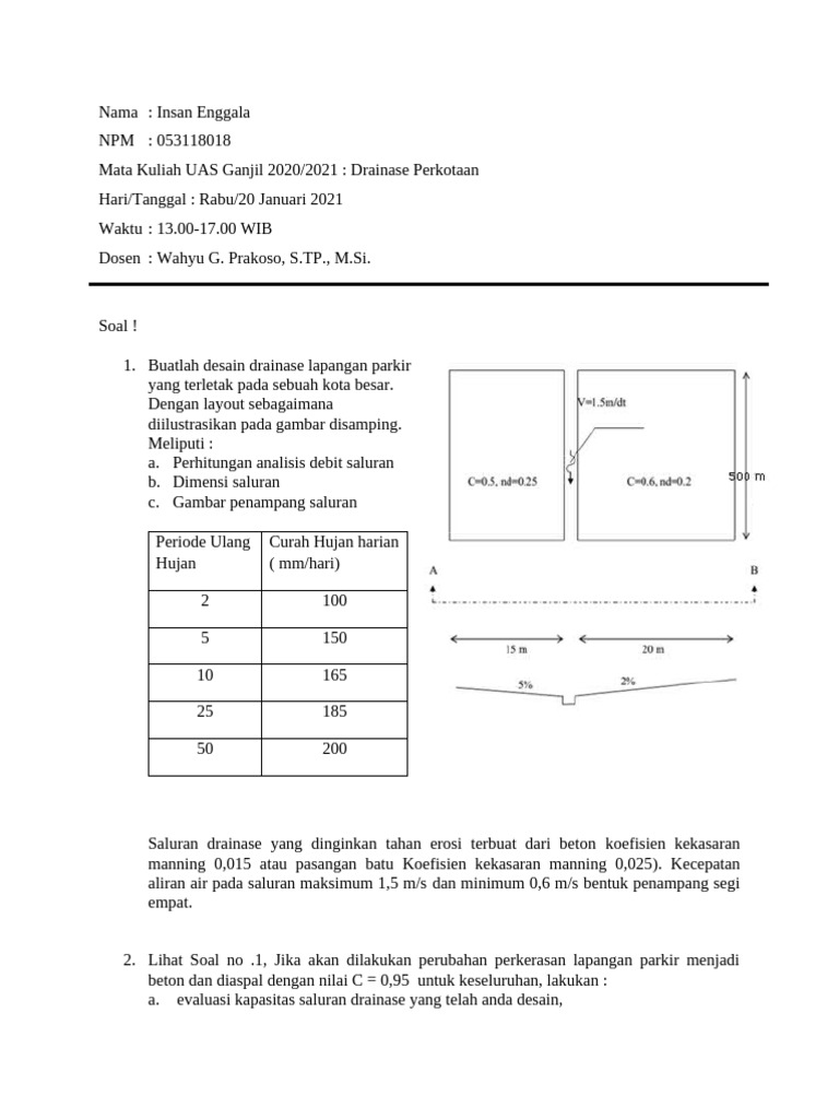 Desain Drainase Lapangan Parkir Kota | PDF