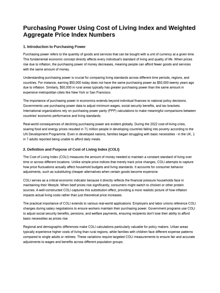 Purchasing Power Coli Comprehensive 3000 | PDF | Cost Of Living | Price ...