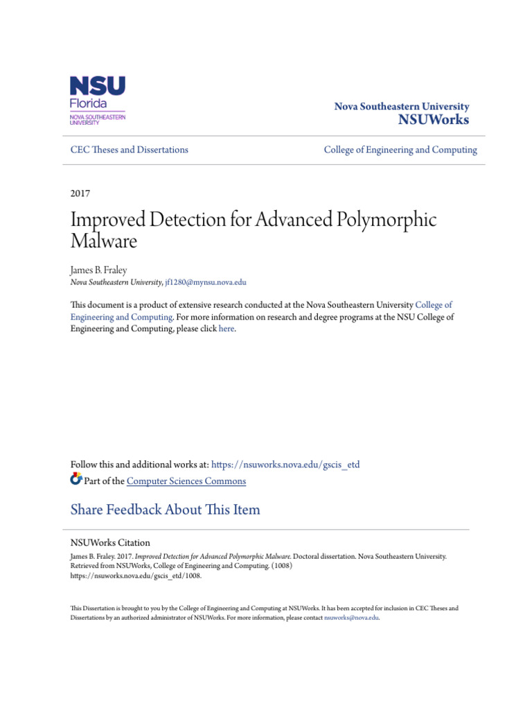 Improved Detection for Advanced Polymorphic Malware | PDF | Malware ...