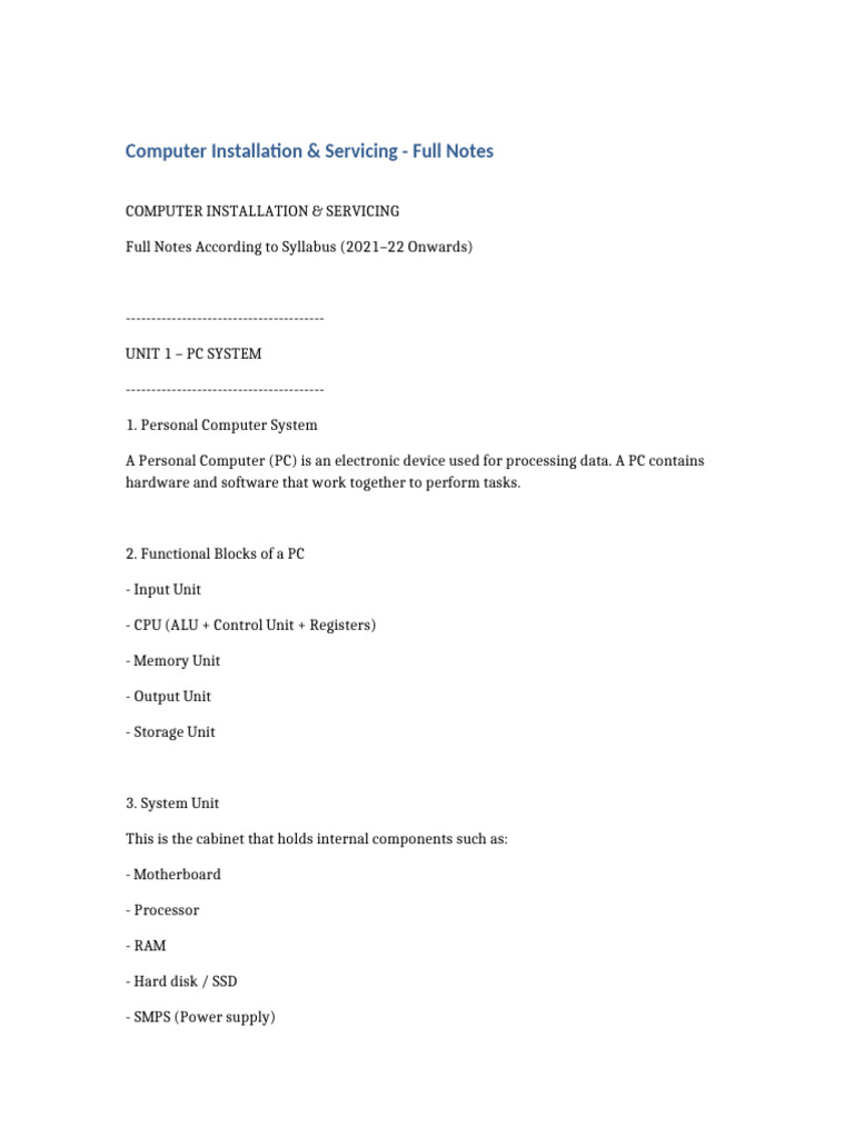 Computer Installation & Servicing Guide | PDF | Personal Computers | Bios