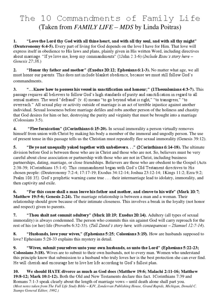 The 10 Commandments of Family Life | Download Free PDF | David | Ten ...