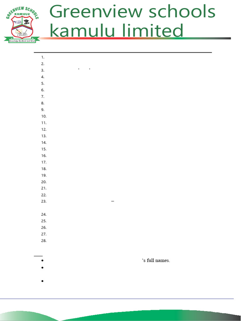 Boarding Requirements for Greenview School | PDF