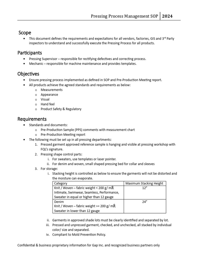 Pressing Process Management SOP 2024 | PDF | Audit