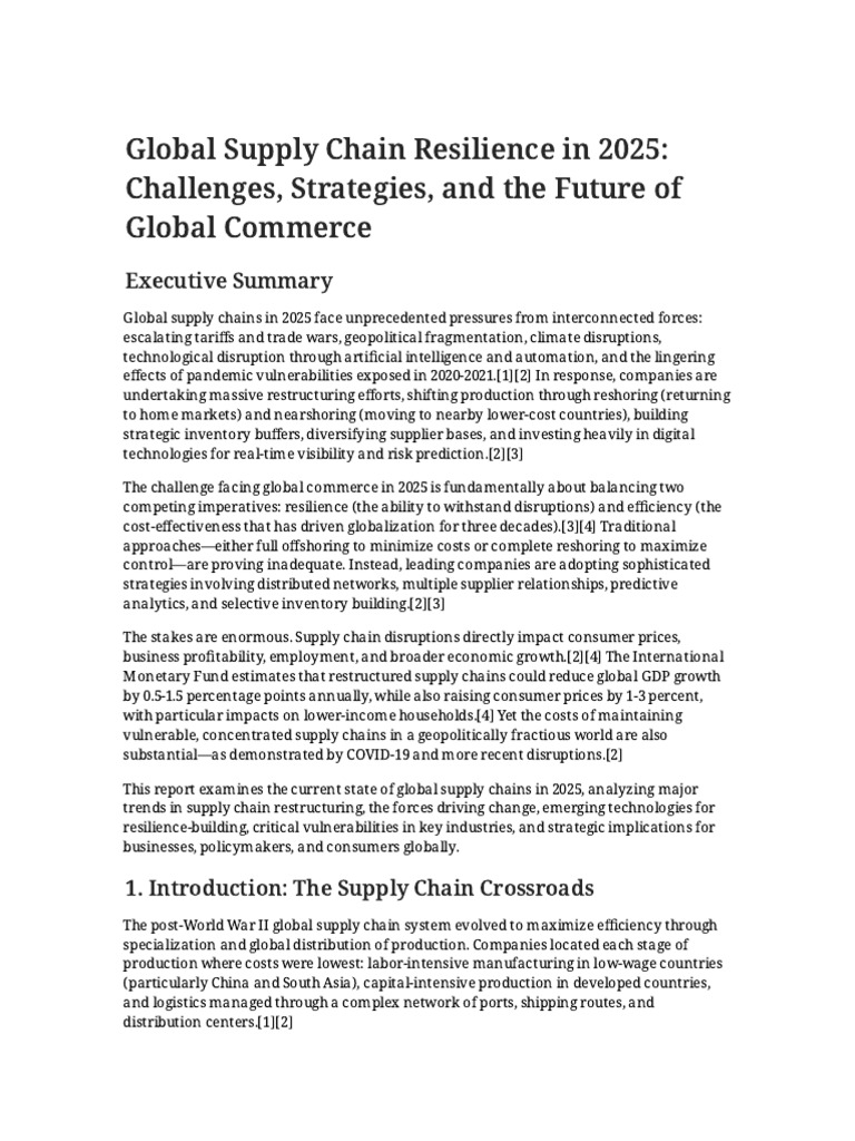 Global Supply Chain Resilience in 2025 | PDF | Supply Chain | Economic ...