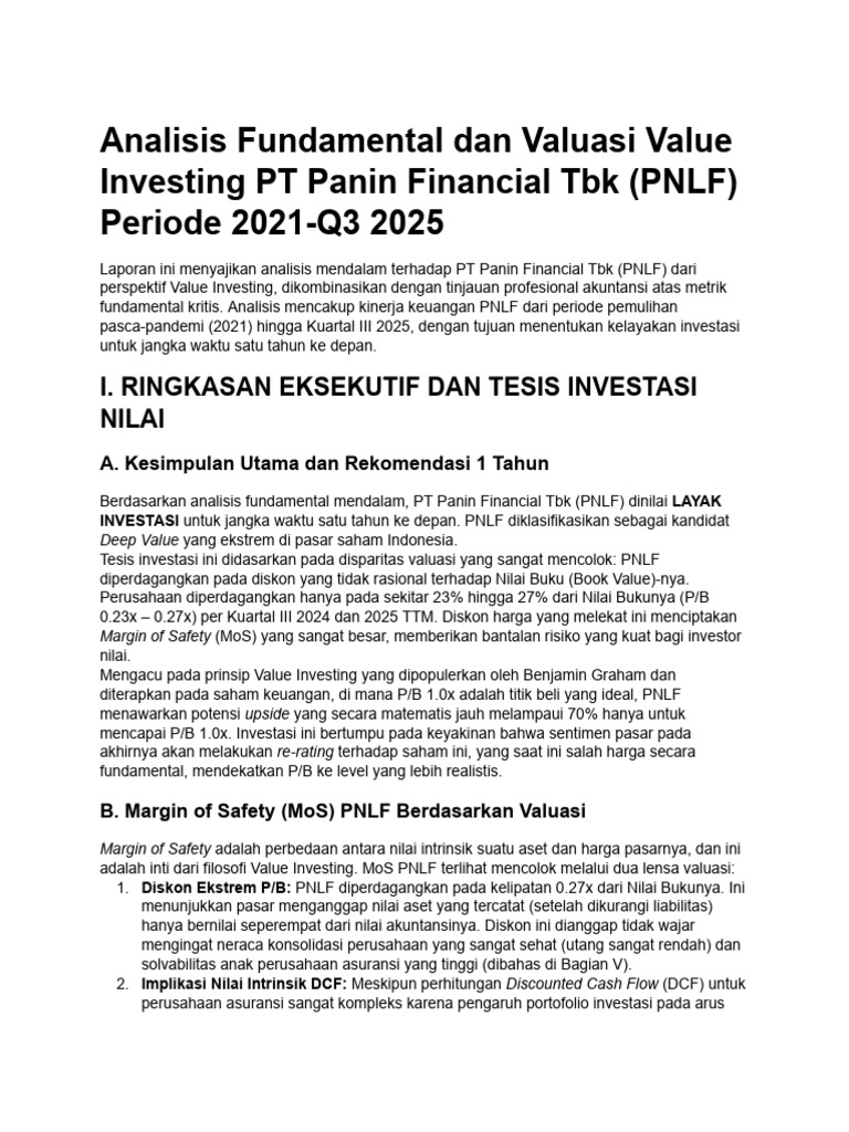 Analisis Valuasi PNLF: Deep Value 2021-2025 | PDF