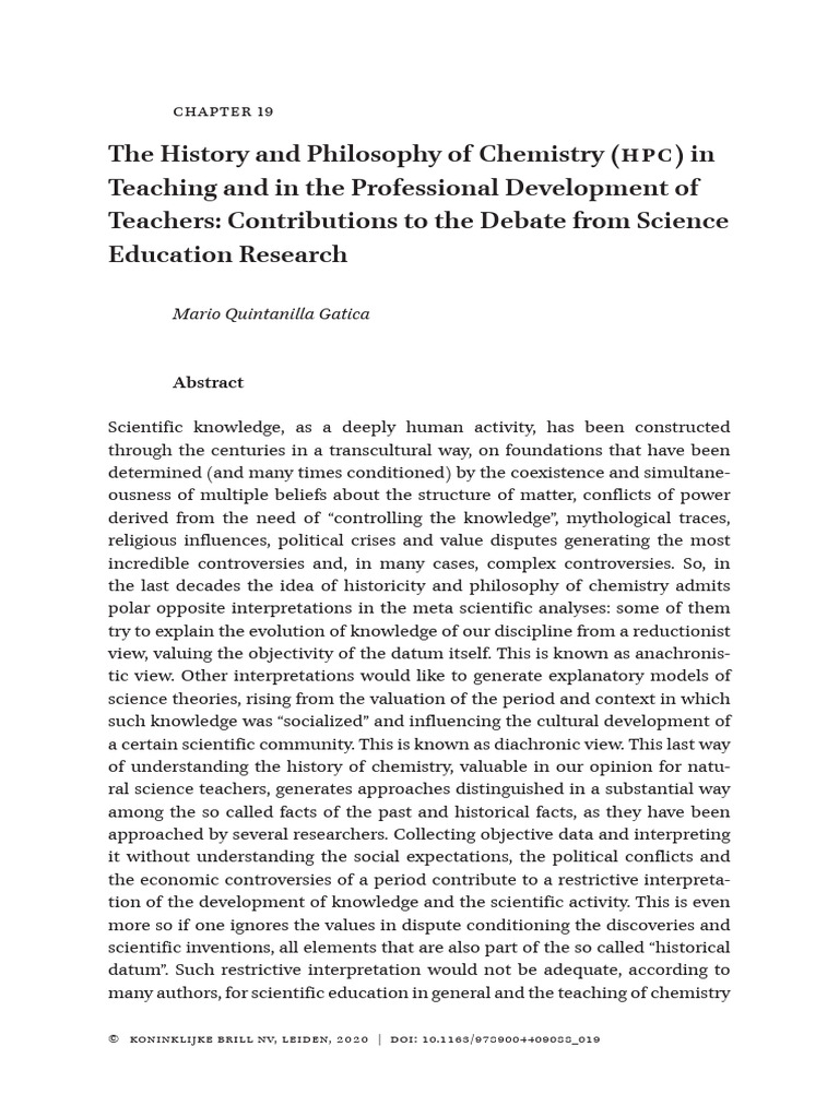 History and Philosophy of Chemistry in Education | PDF | Science ...