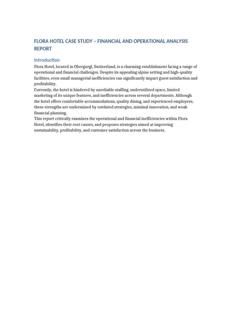 Flora Hotel Financial Analysis Report | PDF