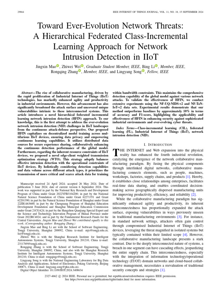 Toward Ever-Evolution Network Threats A Hierarchical Federated Class-Incremental Learning ...