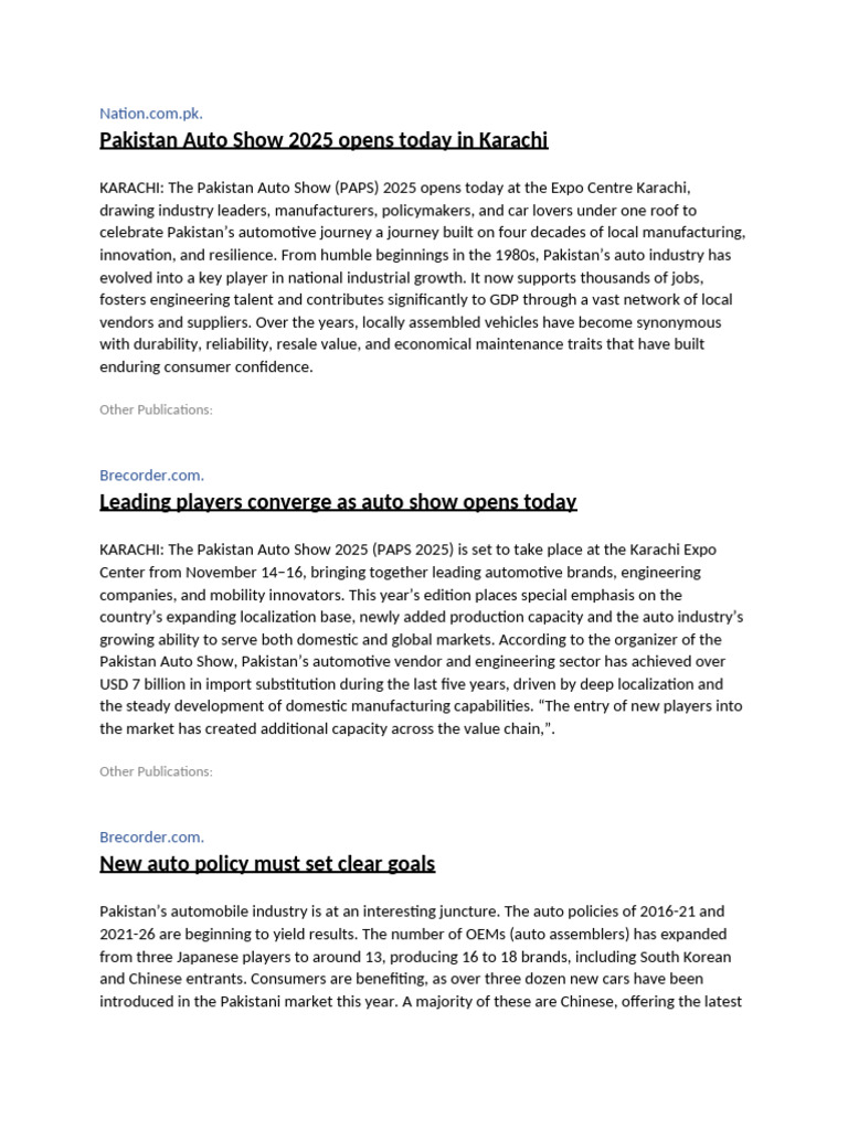 Automotive Industry Monitoring 14th November 2025 | PDF | Automotive ...