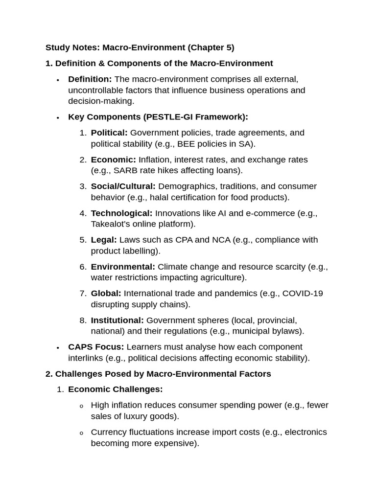 Macro-Environment Study Notes Guide | PDF | Regulatory Compliance ...