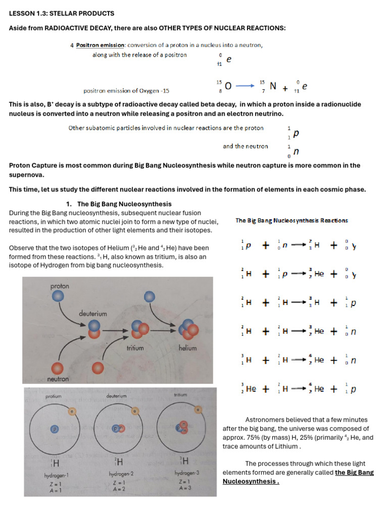 Lesson 1.3 Stellar Products | PDF | Nuclear Fusion | Nuclear Physics