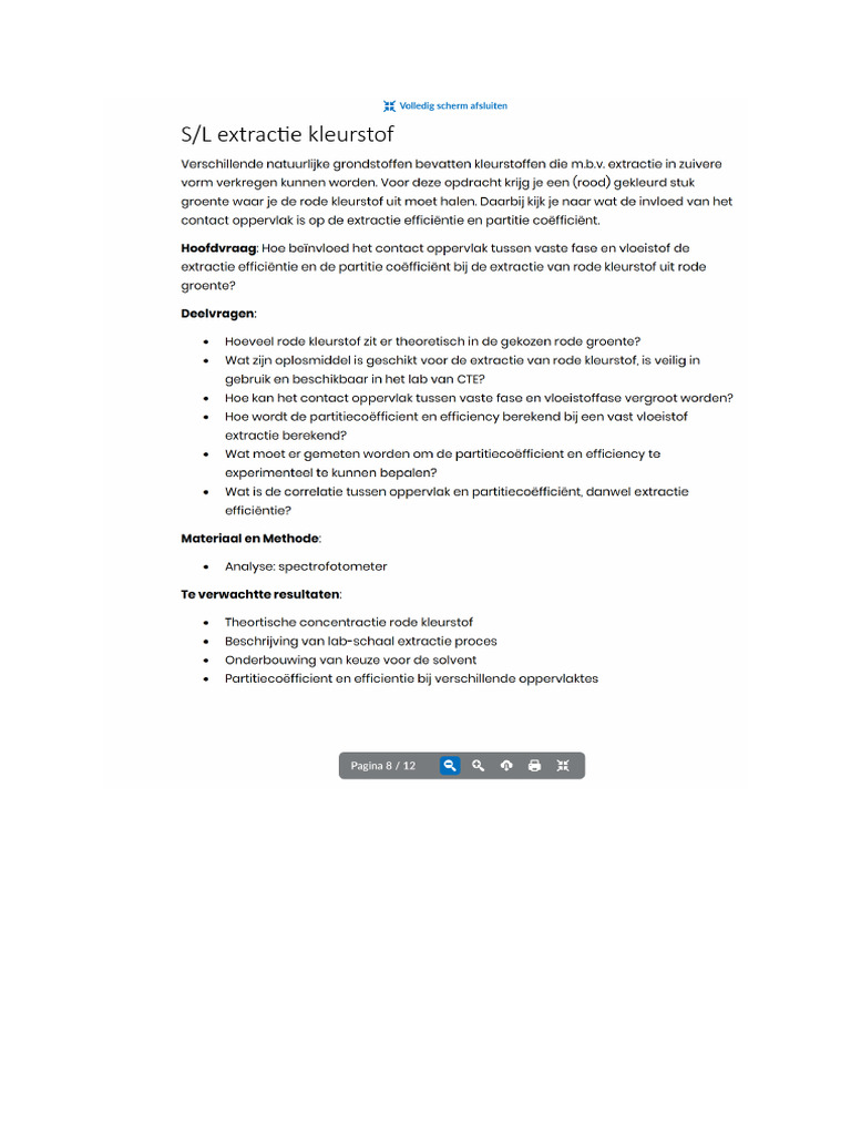 Week 4 - 5 Kleurstof Extractie (S - L) Groep 9 | PDF