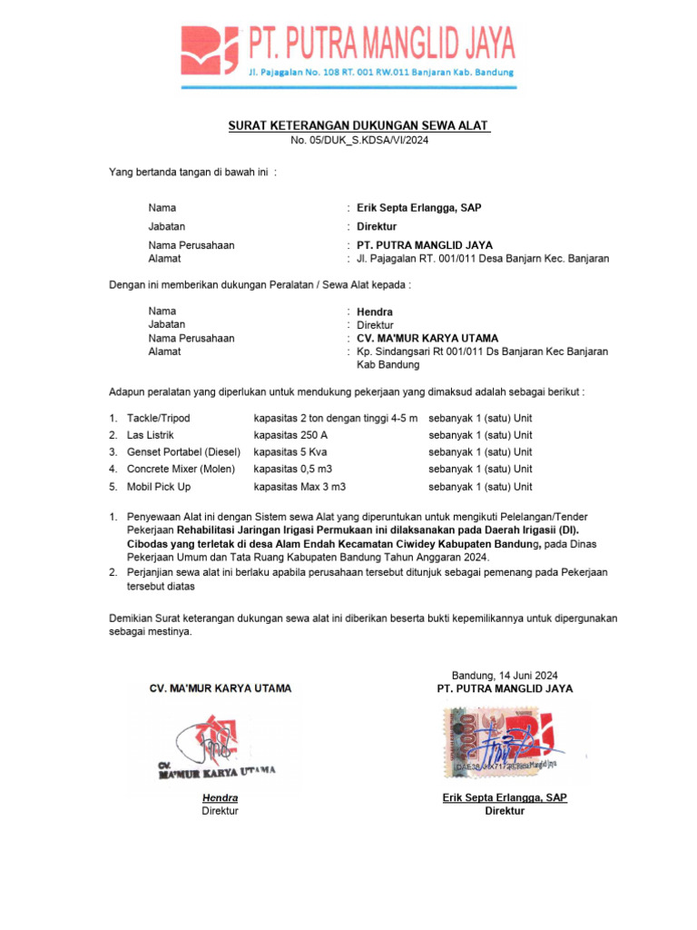 DAFTAR PERALATAN UTAMA | PDF