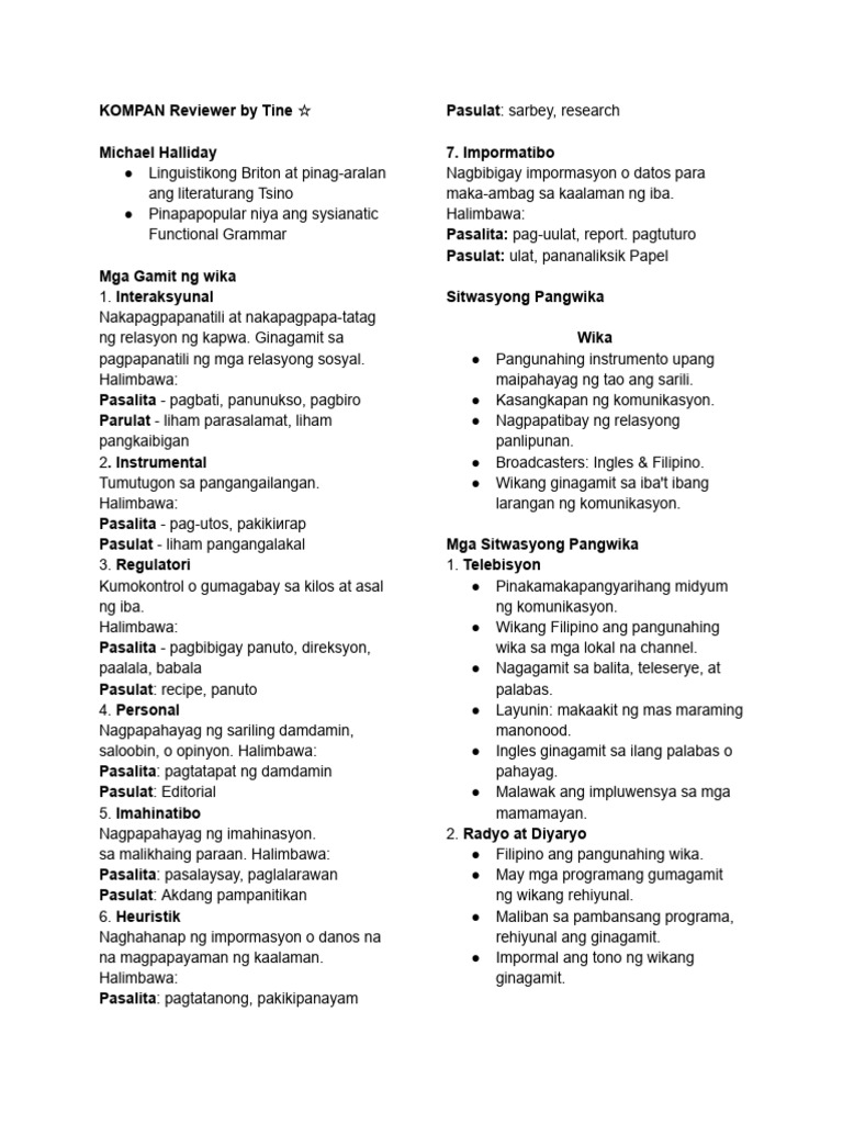 KOMPAN Reviewer 2nd Quarter 1st Sem 1 | PDF