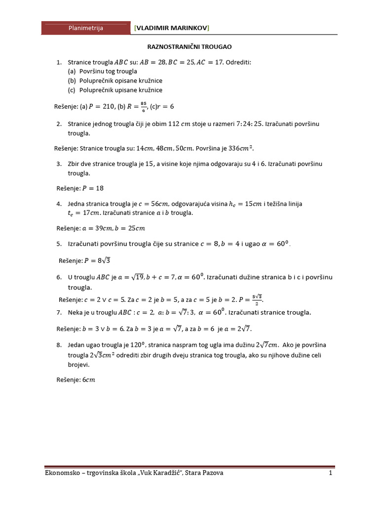 Planimetrija Predavanja 2016 | PDF