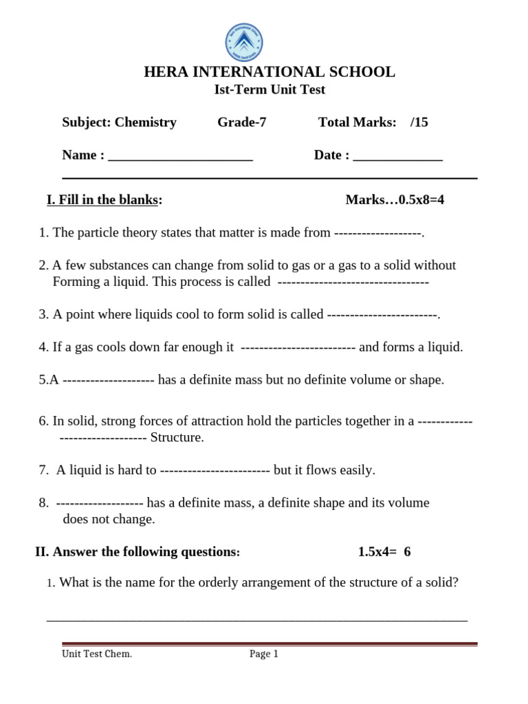 Gr.7 Chem.UT | PDF | Gases | Liquids