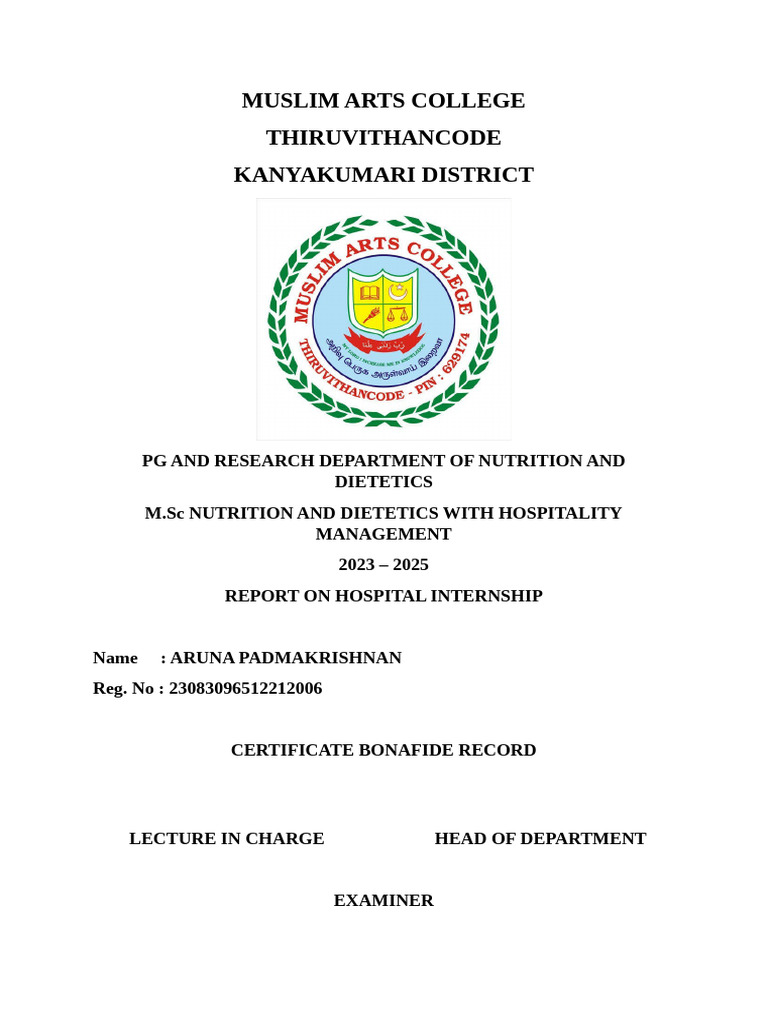 Department of Dietary | PDF