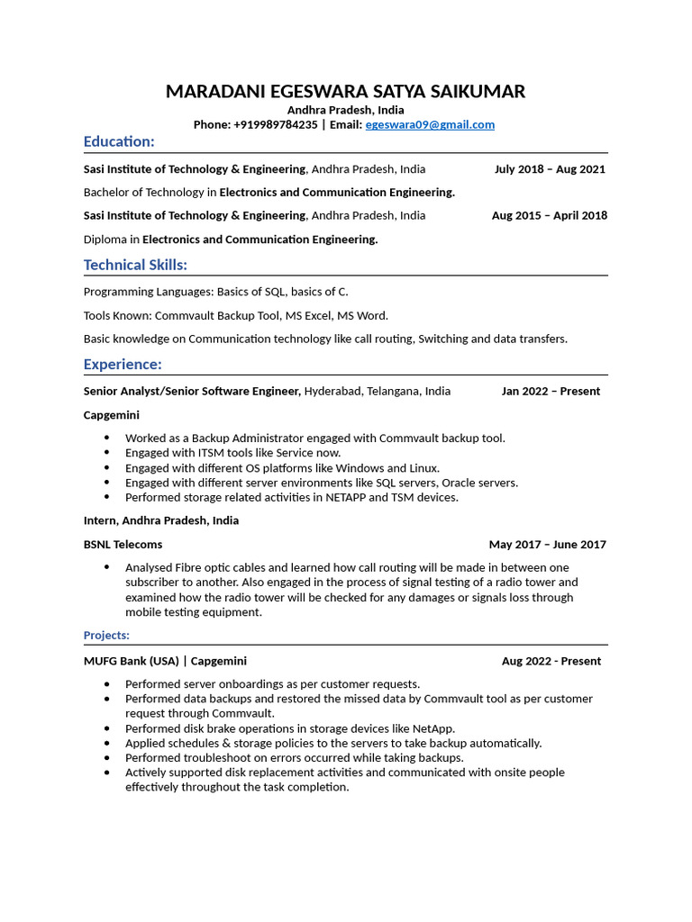 Resume 2025 | PDF | Backup | Telecommunications