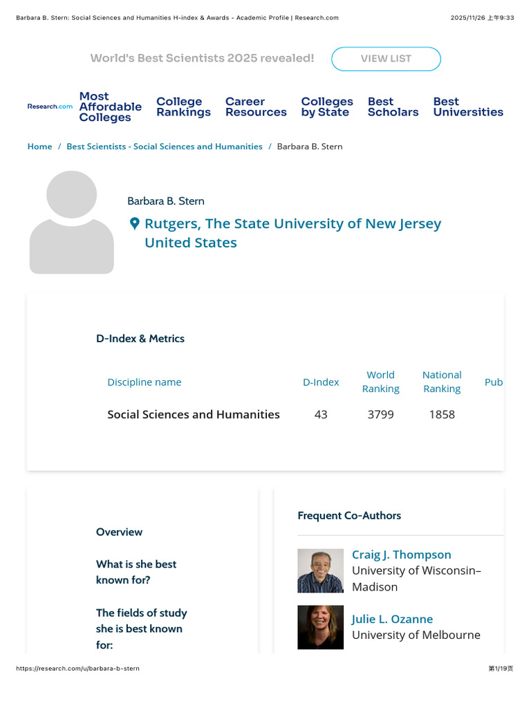 Barbara B. Stern: Academic Profile & H-index | PDF | Social Sciences ...