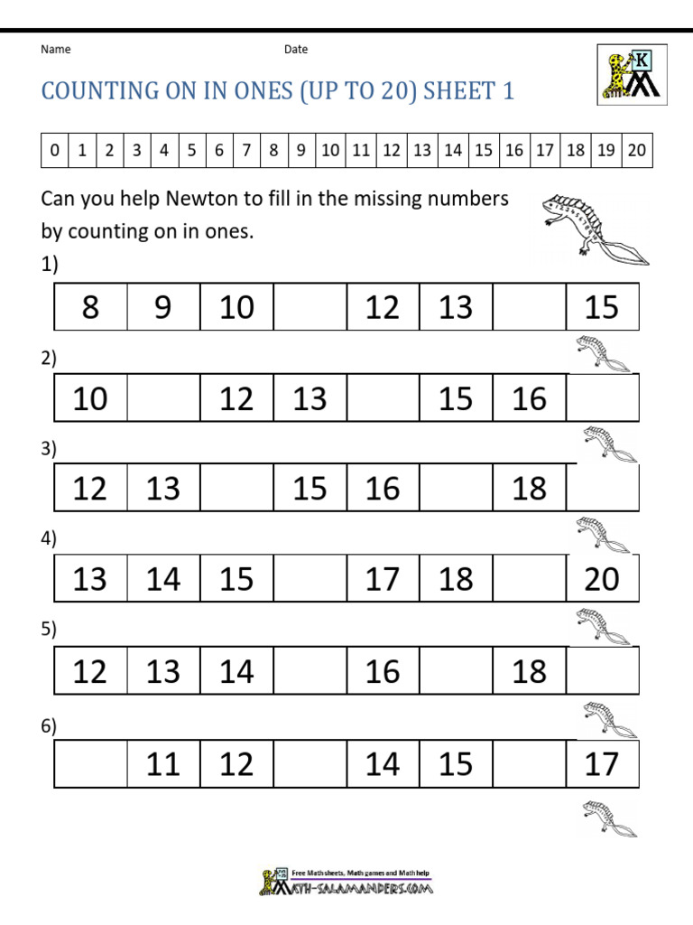 Counting On in 1s To 20 1 | PDF