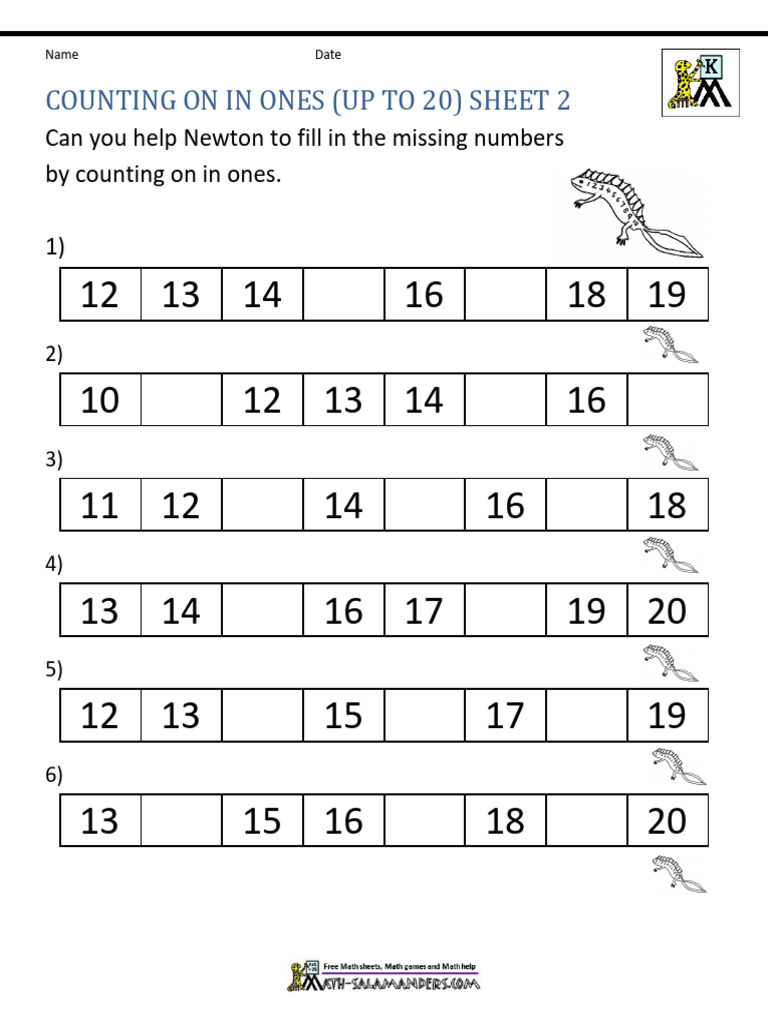 Counting on in 1s to 20 2 | PDF
