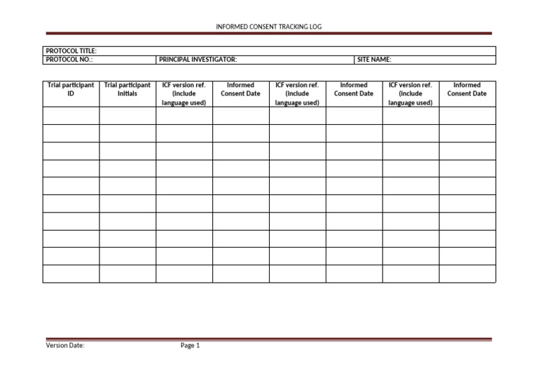 Informed Consent Tracking Log Template | PDF
