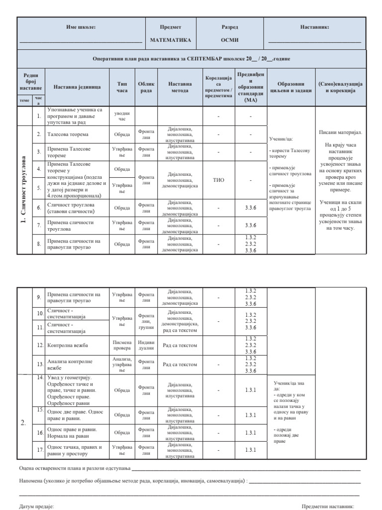 Operativni Plan M8 | PDF
