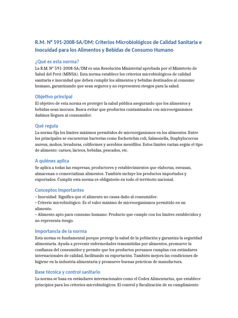 RM 591-2008 SA DM Exposicion | PDF | Alimentos