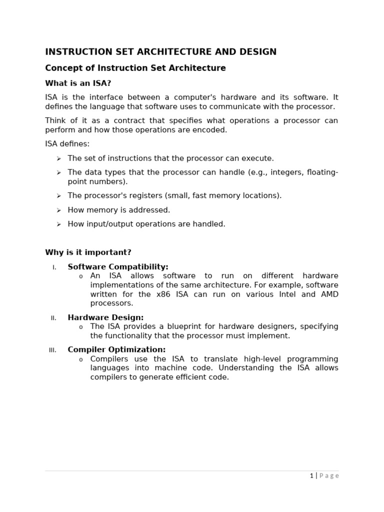 Instruction Set Architecture Overview | PDF | Central Processing Unit ...