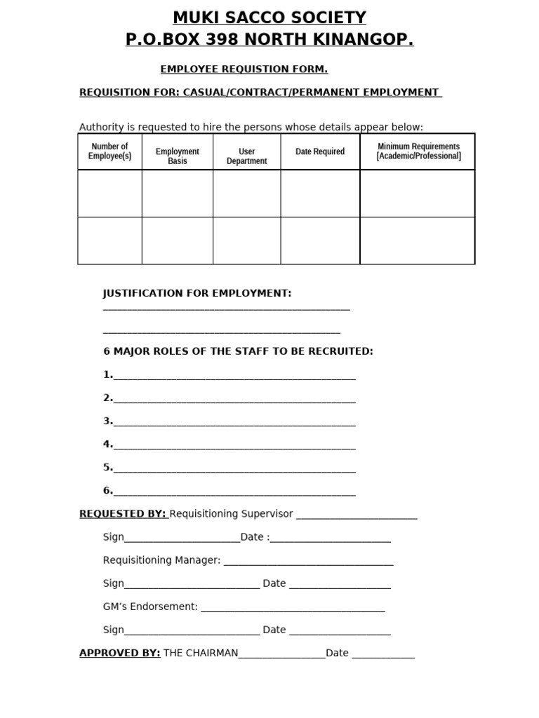 Employee Requisition Form | PDF