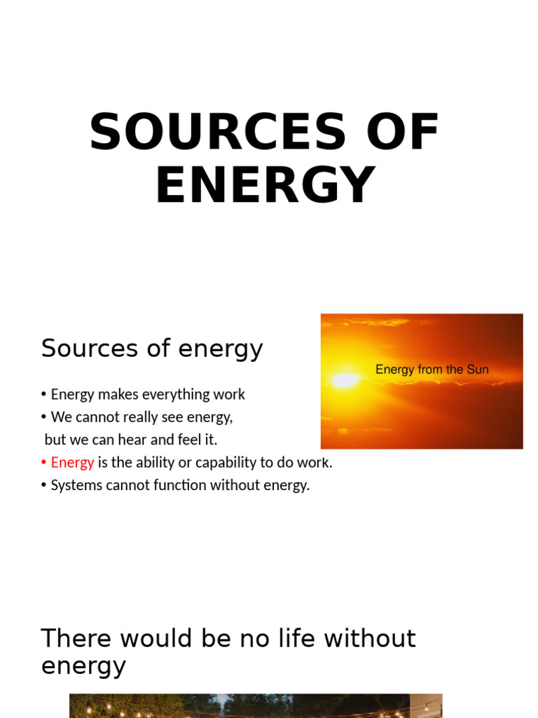 Sources of Energy- Grade 7 | PDF
