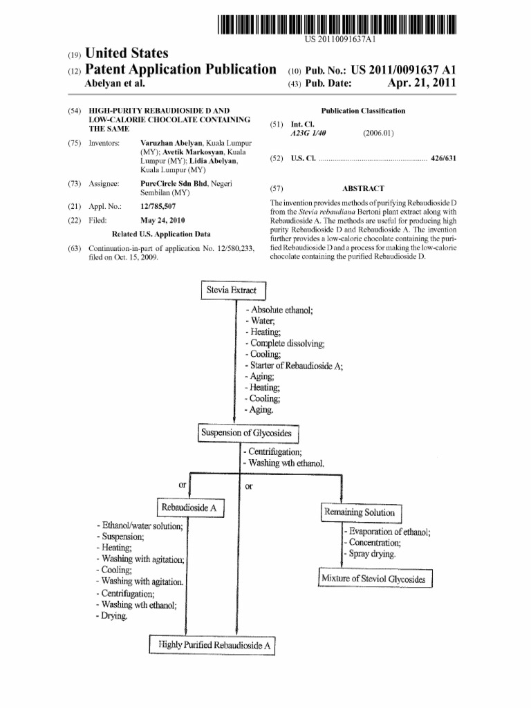 US20110091637 | PDF | Sugar Substitute | Ion Exchange