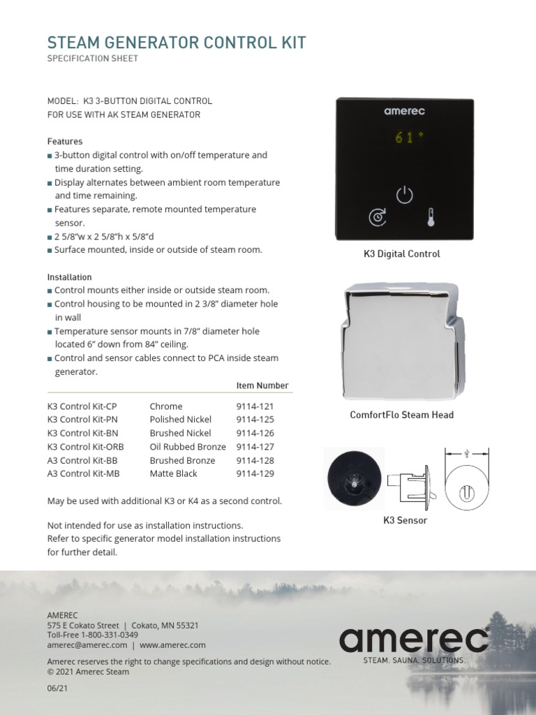 Amerec K3 Steam Generator Control Kit | PDF