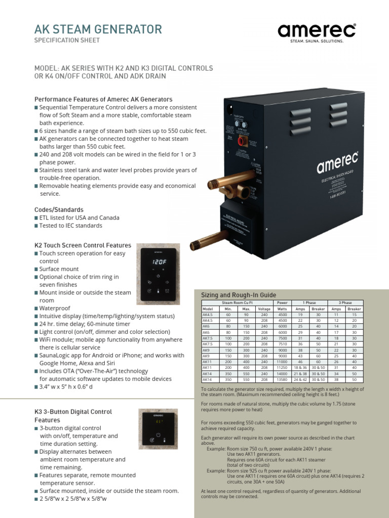 Amerec AK Steam Generator With K2 and K3 (3) | PDF | Valve | Electricity