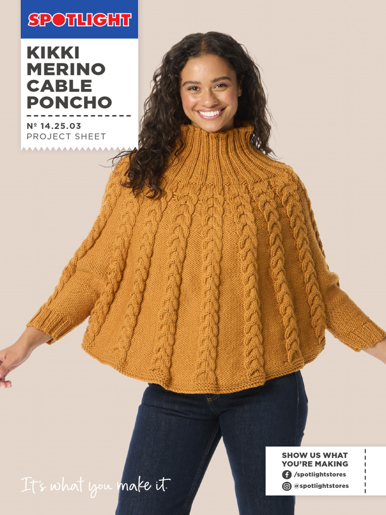 Kikki Merino Cable Poncho Knitting Guide | PDF | Knitting | Handicrafts