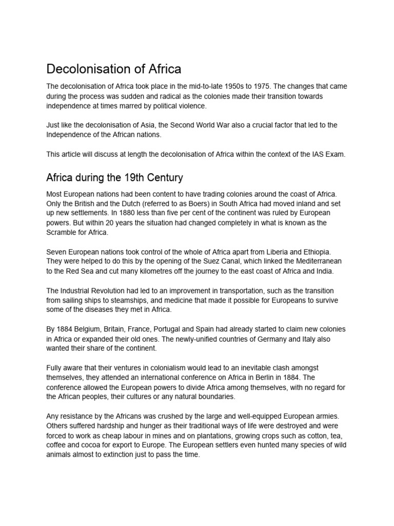 Decolonisation of Africa 251208 151302 | PDF | Africa | Decolonization