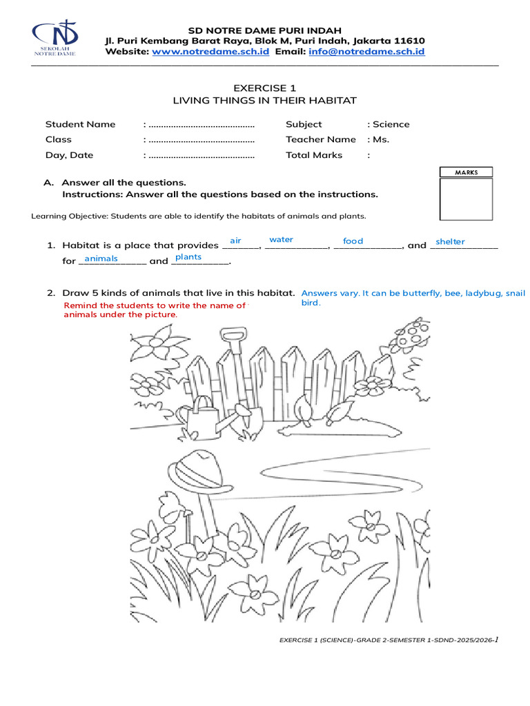 Grade 2 Science: Habitats Exercise | PDF