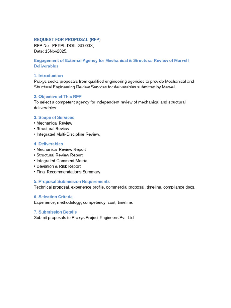 RFP for Mechanical & Structural Review | PDF