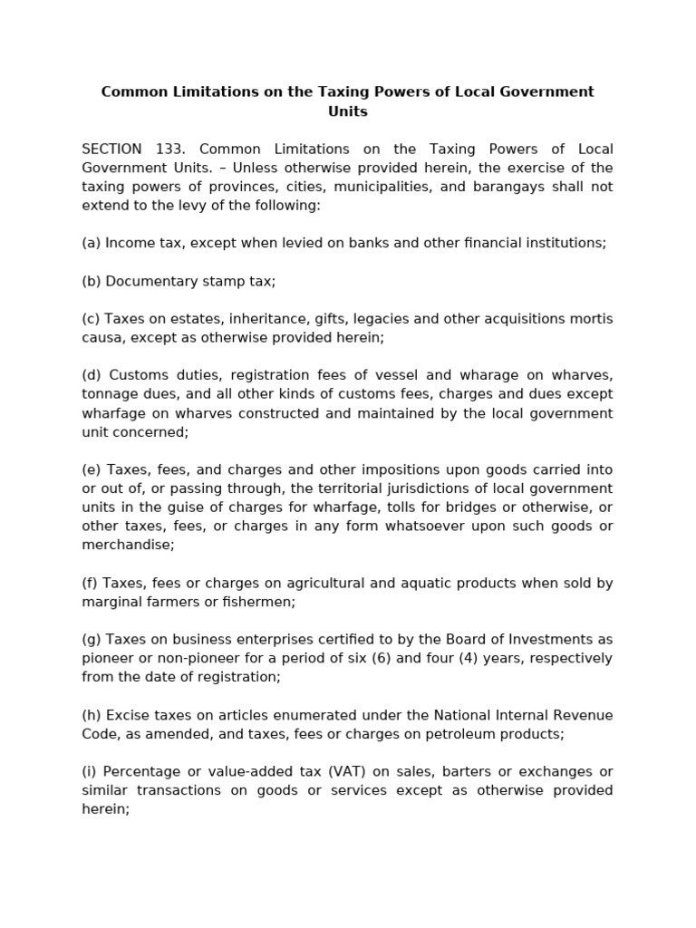 Tax Limitations for Local Governments | PDF | Taxes | Value Added Tax