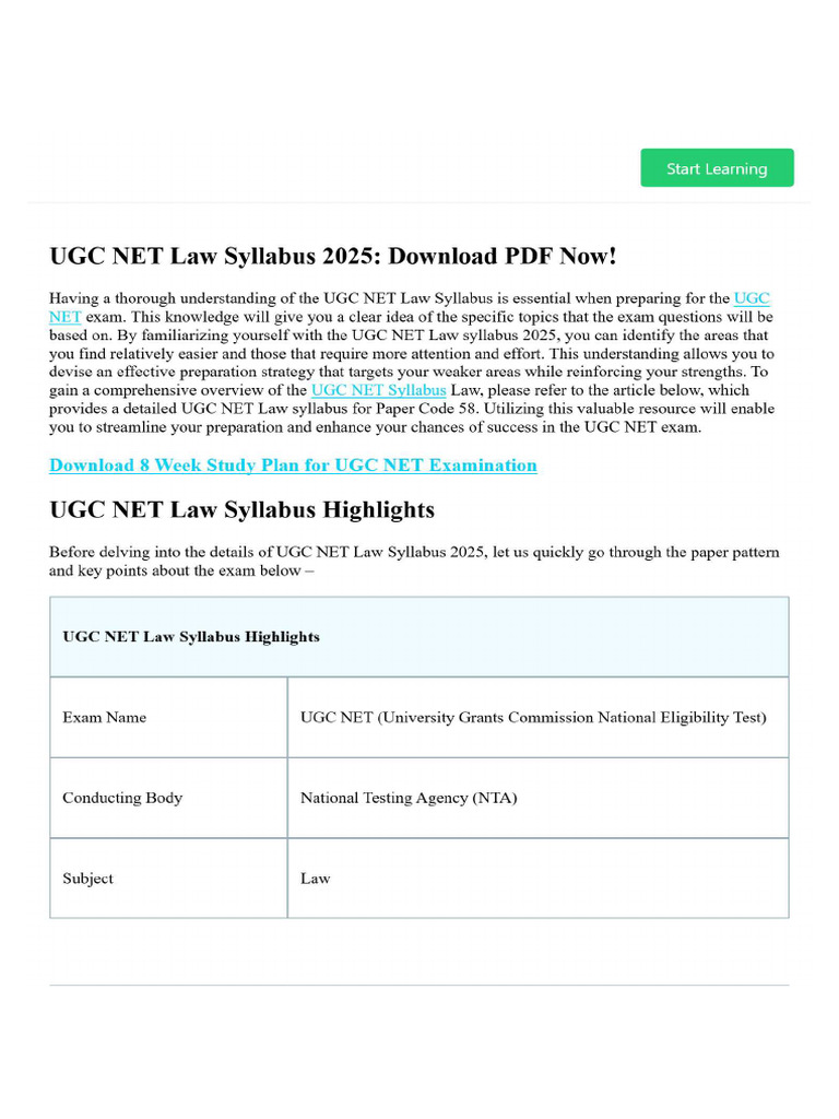 UGC NET Law Syllabus 2025 - Download PDF Now! | PDF